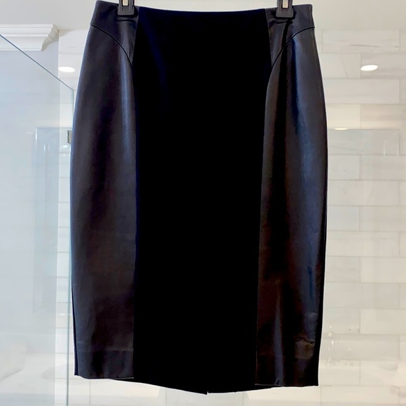 Skirts | Black Knit Vegan Leather Pencil Skirt | Poshmark